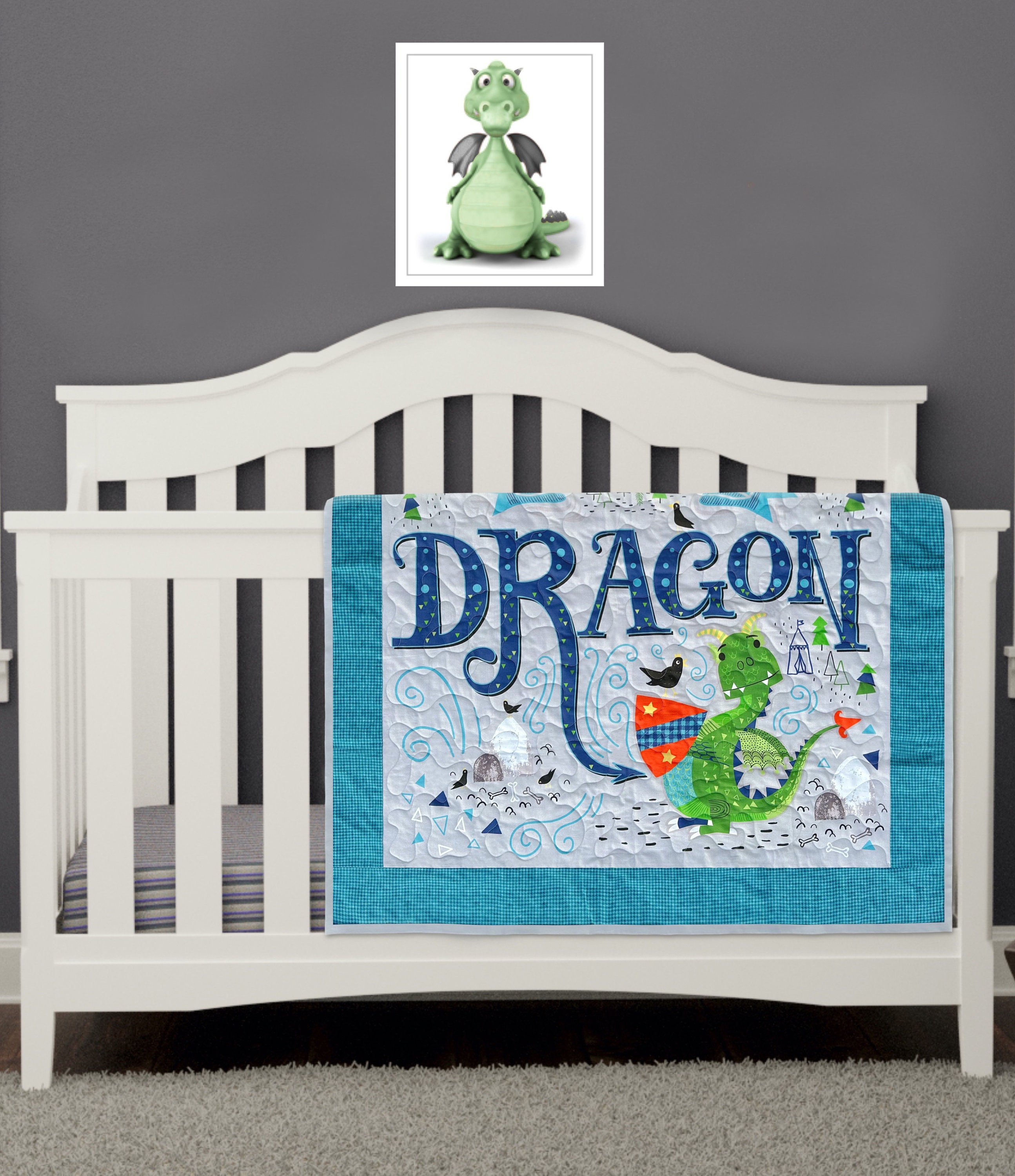 Handmade Dragon Quilt, Dragon Quilt for Child, Dragon Toddler Quilt ...