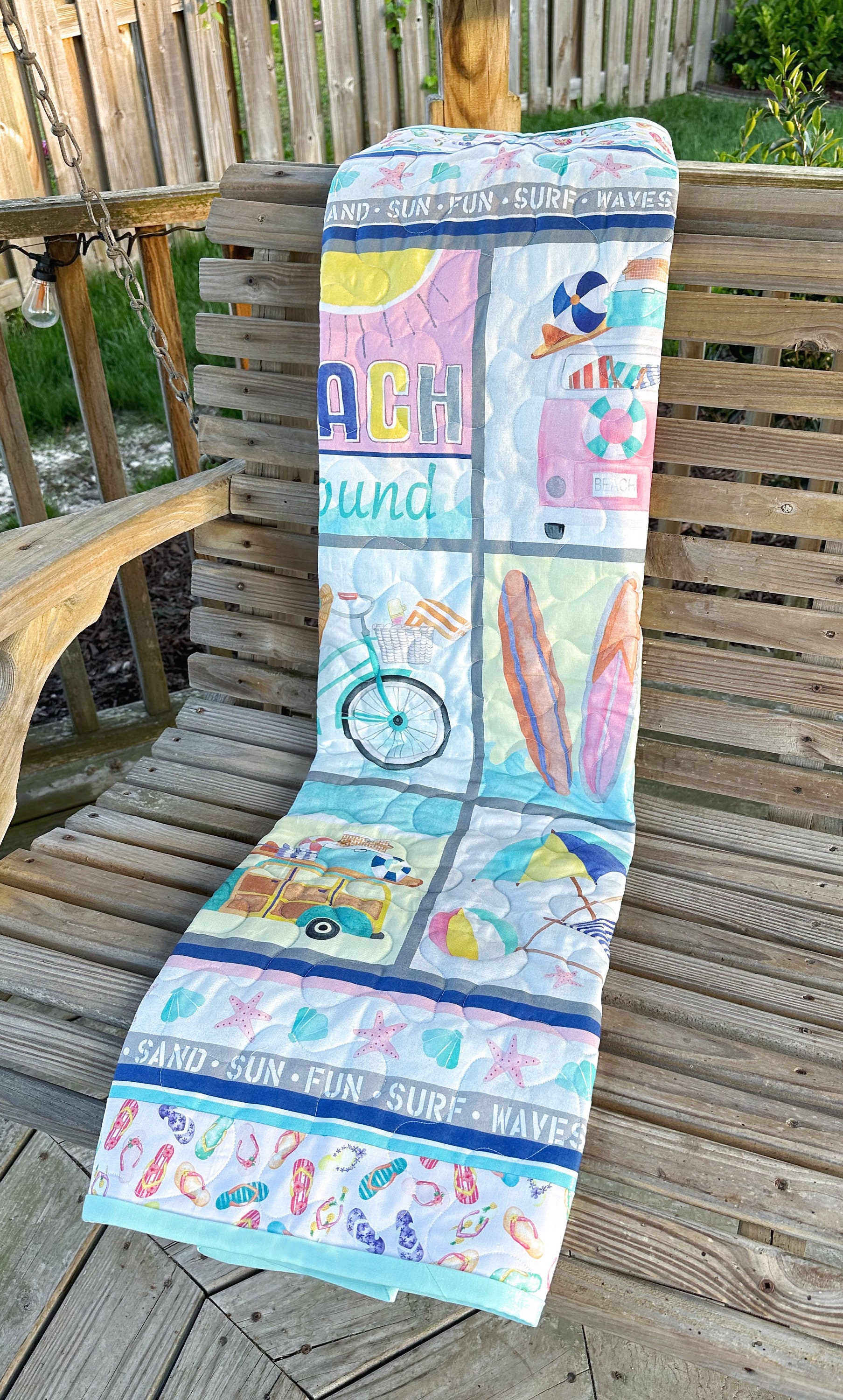 Ocean Theme Quilt, Beach Theme Quilt, Summer Fun Decor, Beach House ...