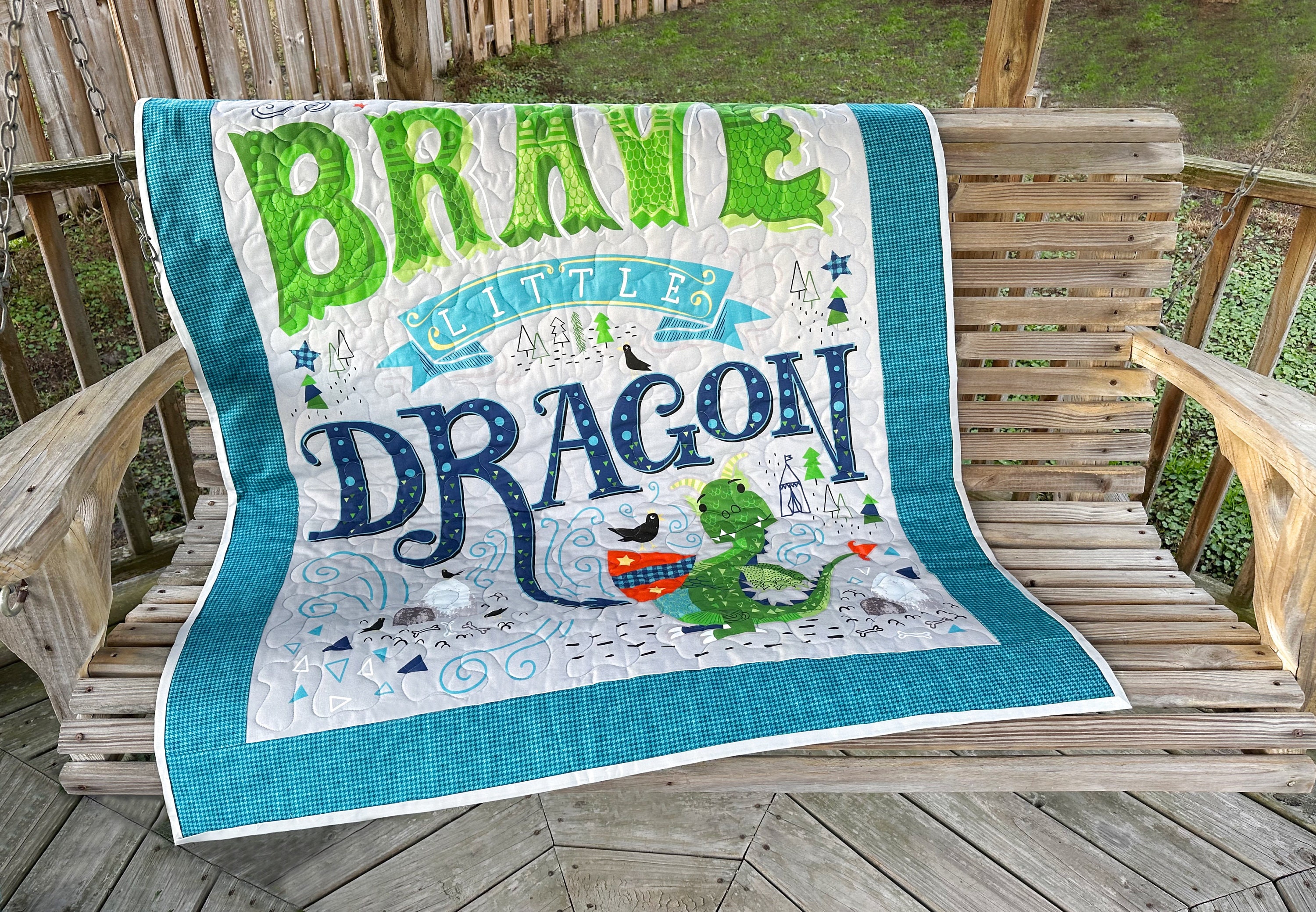 Handmade Dragon Quilt, Dragon Quilt for Child, Dragon Toddler Quilt ...