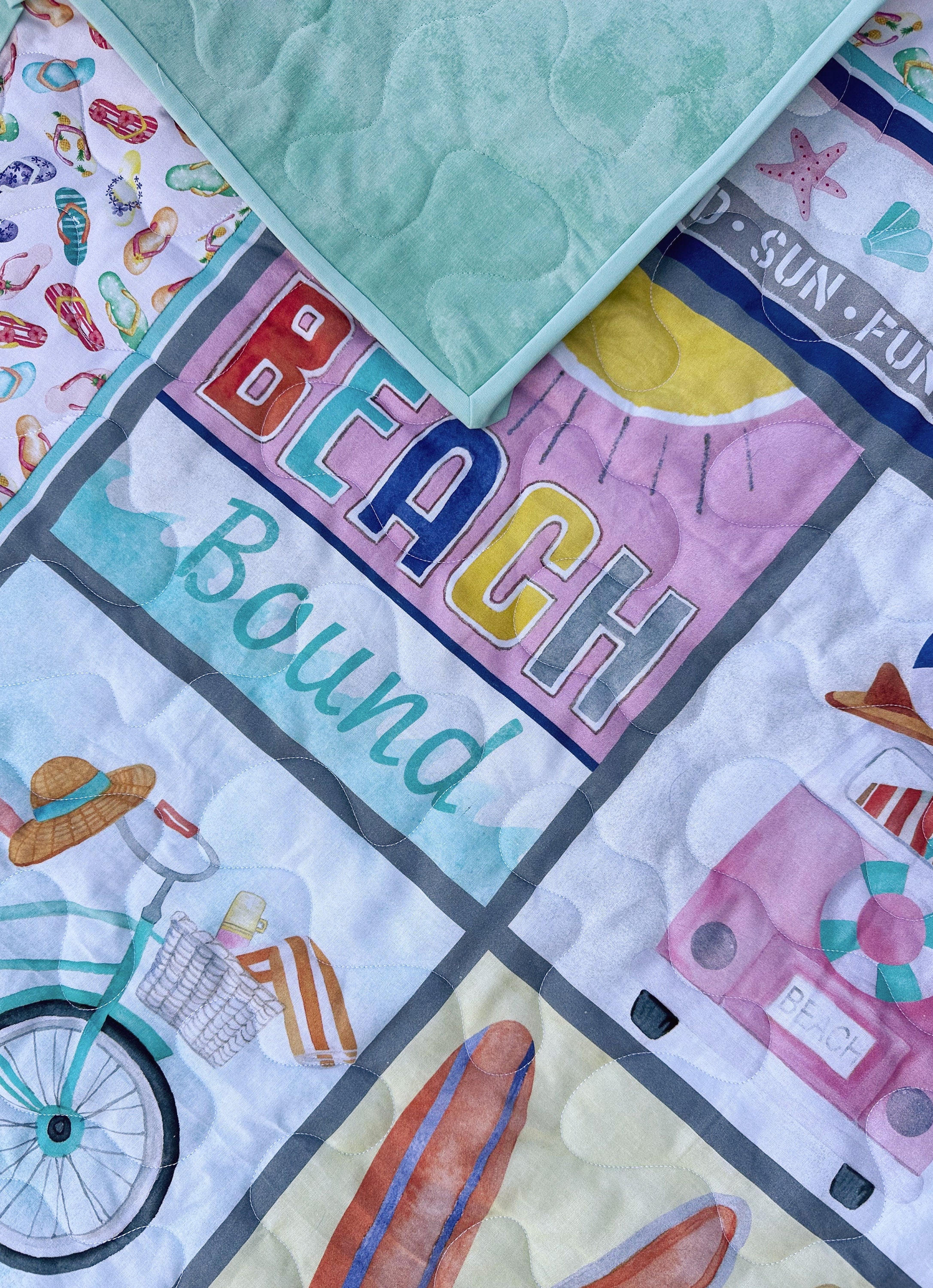 Ocean Theme Quilt, Beach Theme Quilt, Summer Fun Decor, Beach House ...