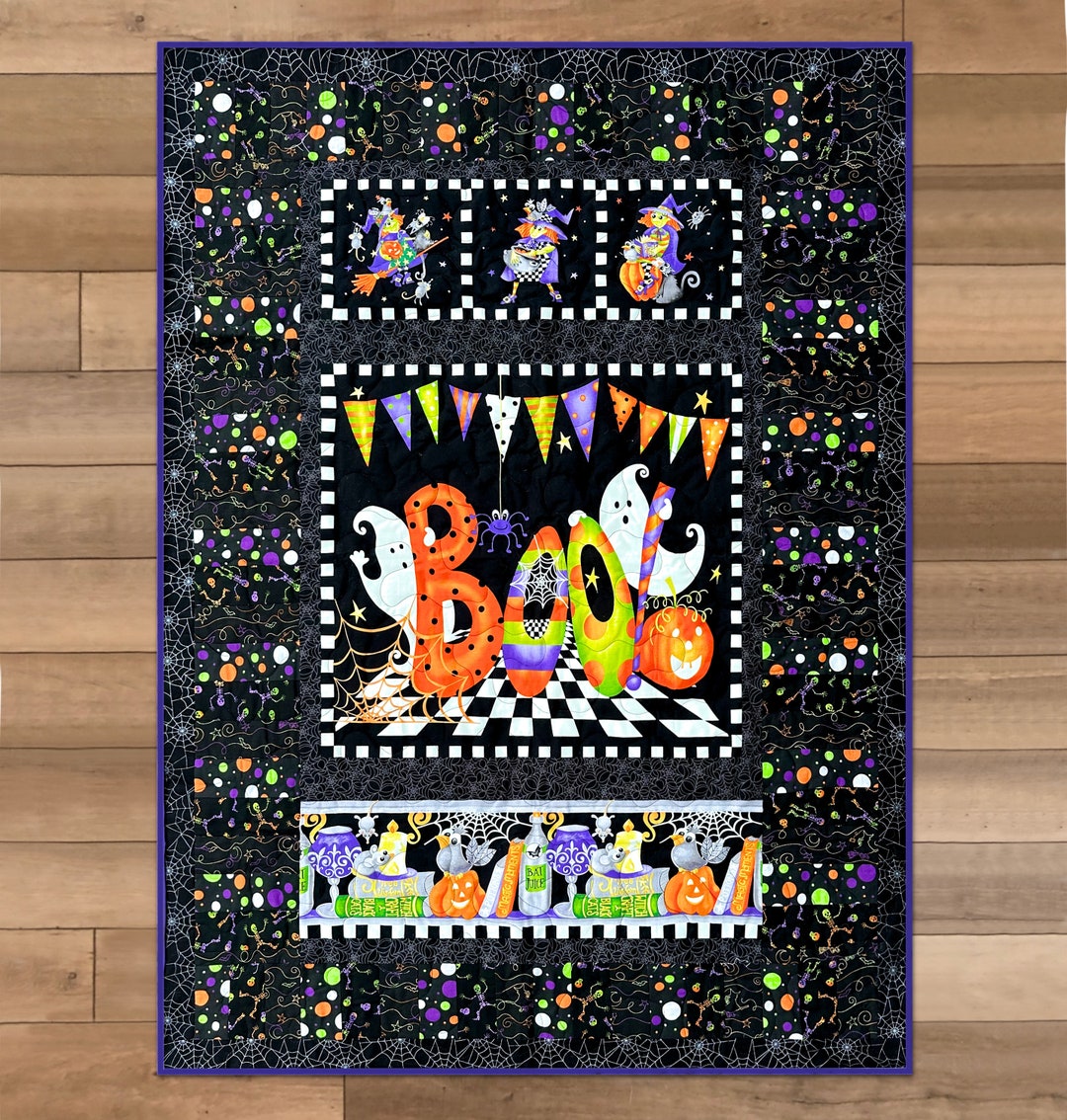 Halloween Quilt, Handmade Halloween Quilt, Halloween Witch Quilt, Witch ...