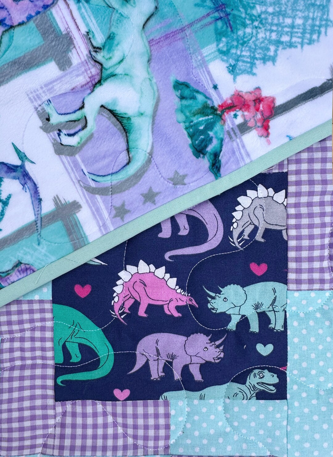 Dinosaur Baby Quilt, Minky Dinosaur Quilt, Minky Girl Baby Quilt, Minky ...