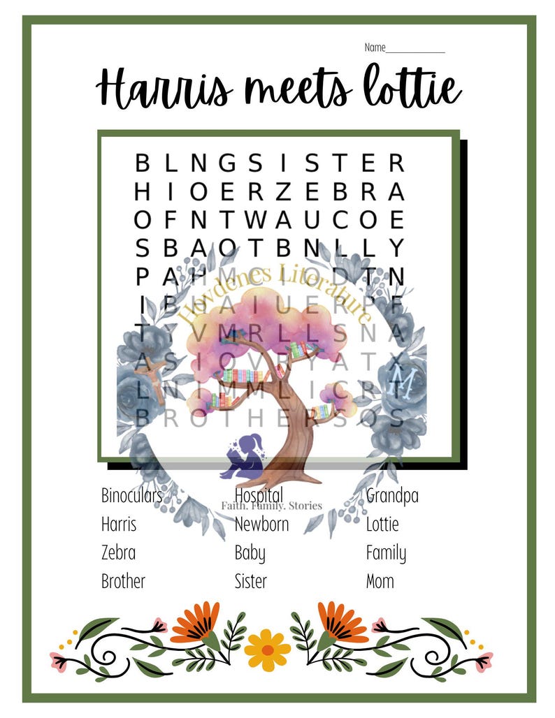 Harris Meets Lottie Word Search - Etsy