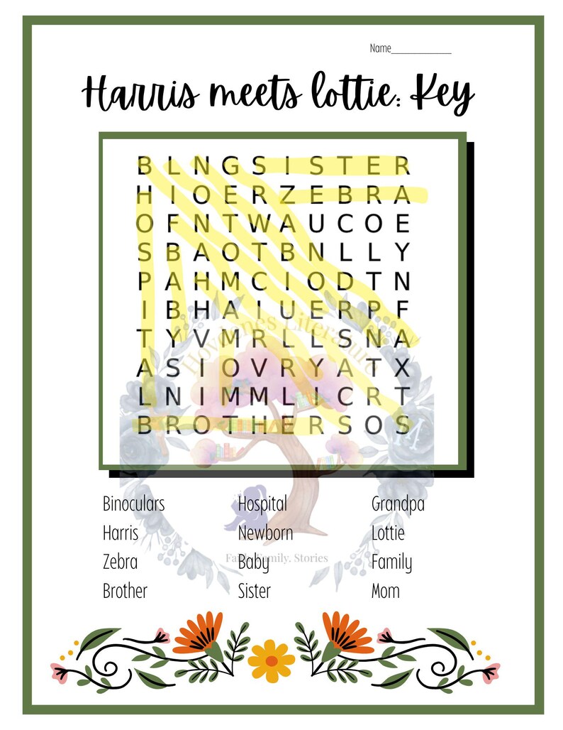 Harris Meets Lottie Word Search - Etsy