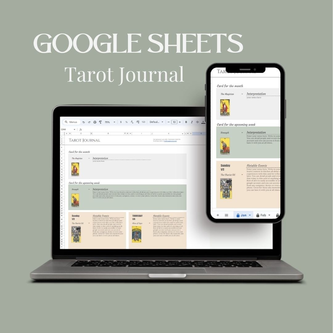 Google Sheets Tarot Journal, Tarot Workbook, Daily, Weekly, Monthly ...
