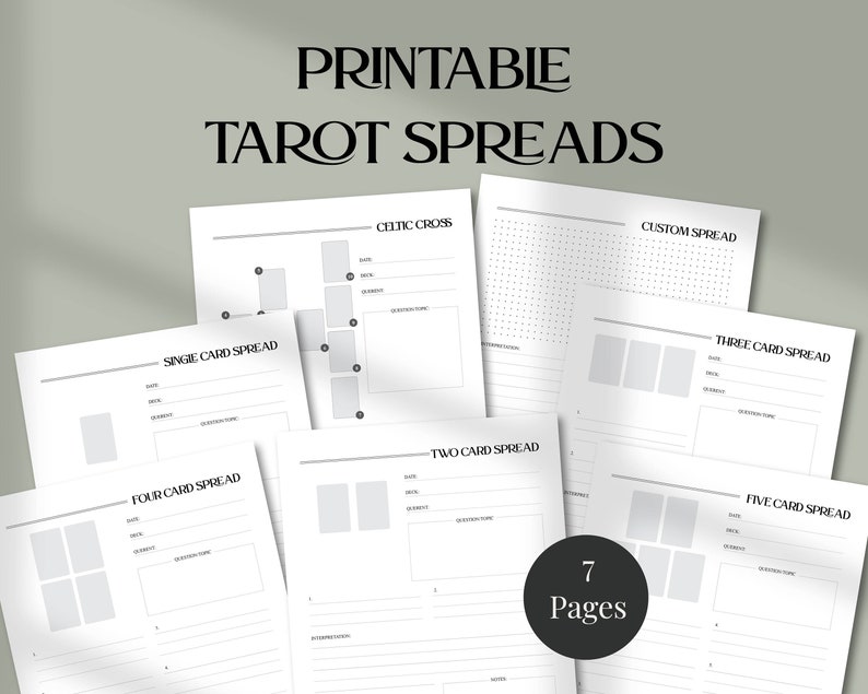 Printable Tarot Spread Worksheets, Tarot Journaling, Log Your Tarot ...