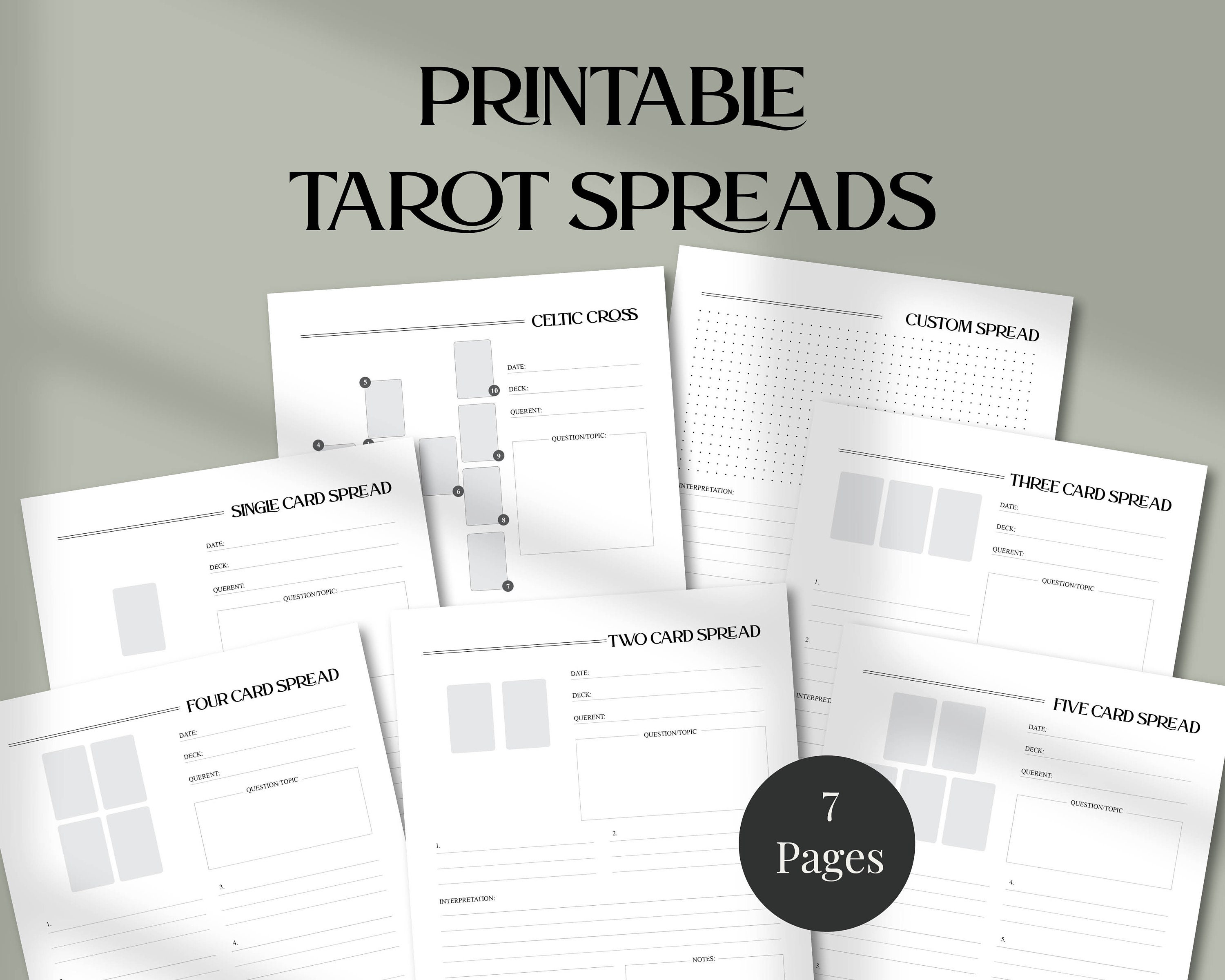 Printable Tarot Spread Worksheets, Tarot Journaling, Log Your Tarot ...