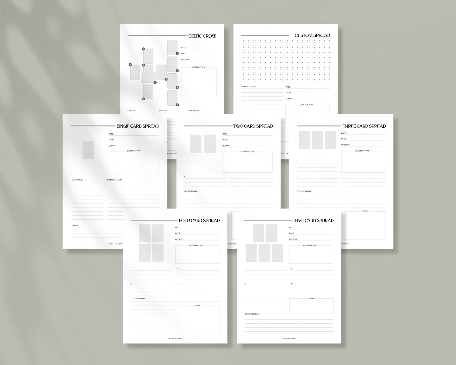 Printable Tarot Spread Worksheets, Tarot Journaling, Log Your Tarot ...