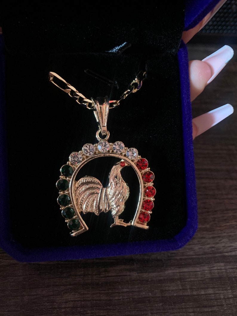Gold Plated Rooster Pendant Necklace, 14k Gold Plated Rooster Bling ...