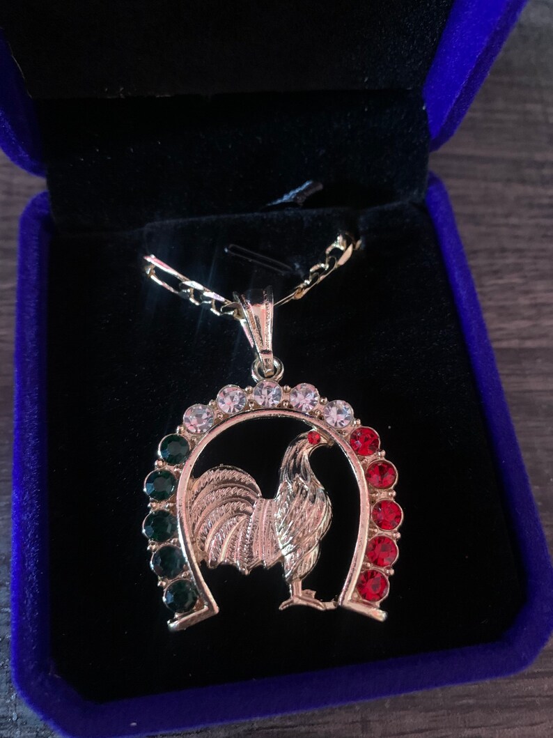 Gold Plated Rooster Pendant Necklace, 14k Gold Plated Rooster Bling ...