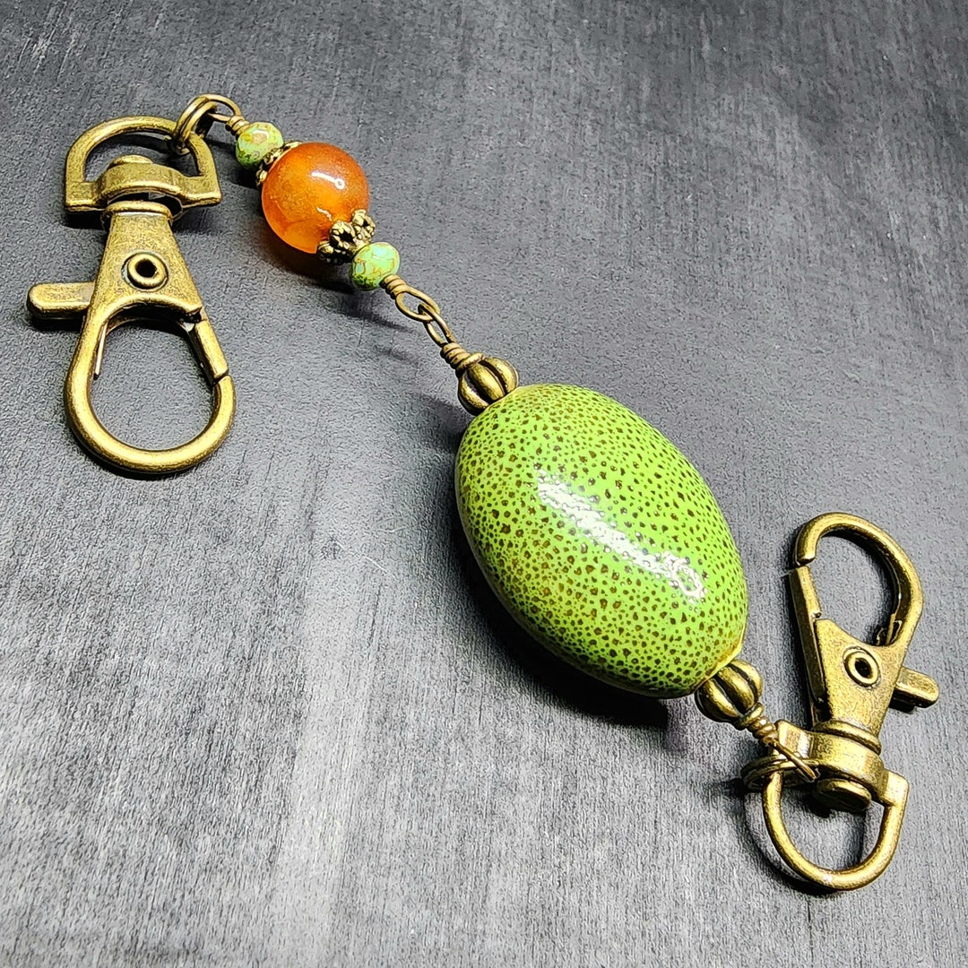 Olive Green Picasso Ceramic Keychain Valet Doubled Sided Vintage Style ...
