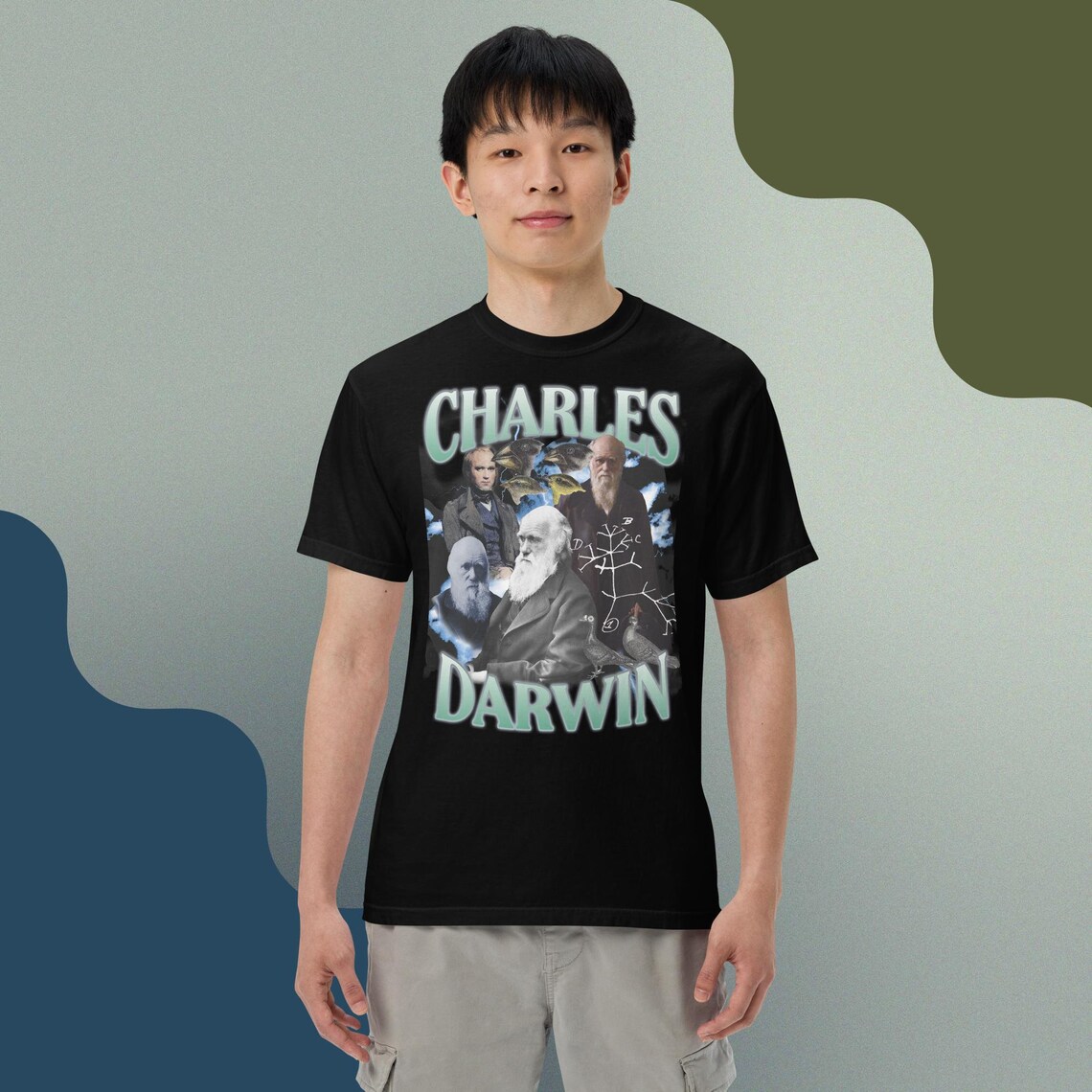 Charles Darwin Bootleg Merch Style T-shirt | 90s Vintage Science Shirt ...
