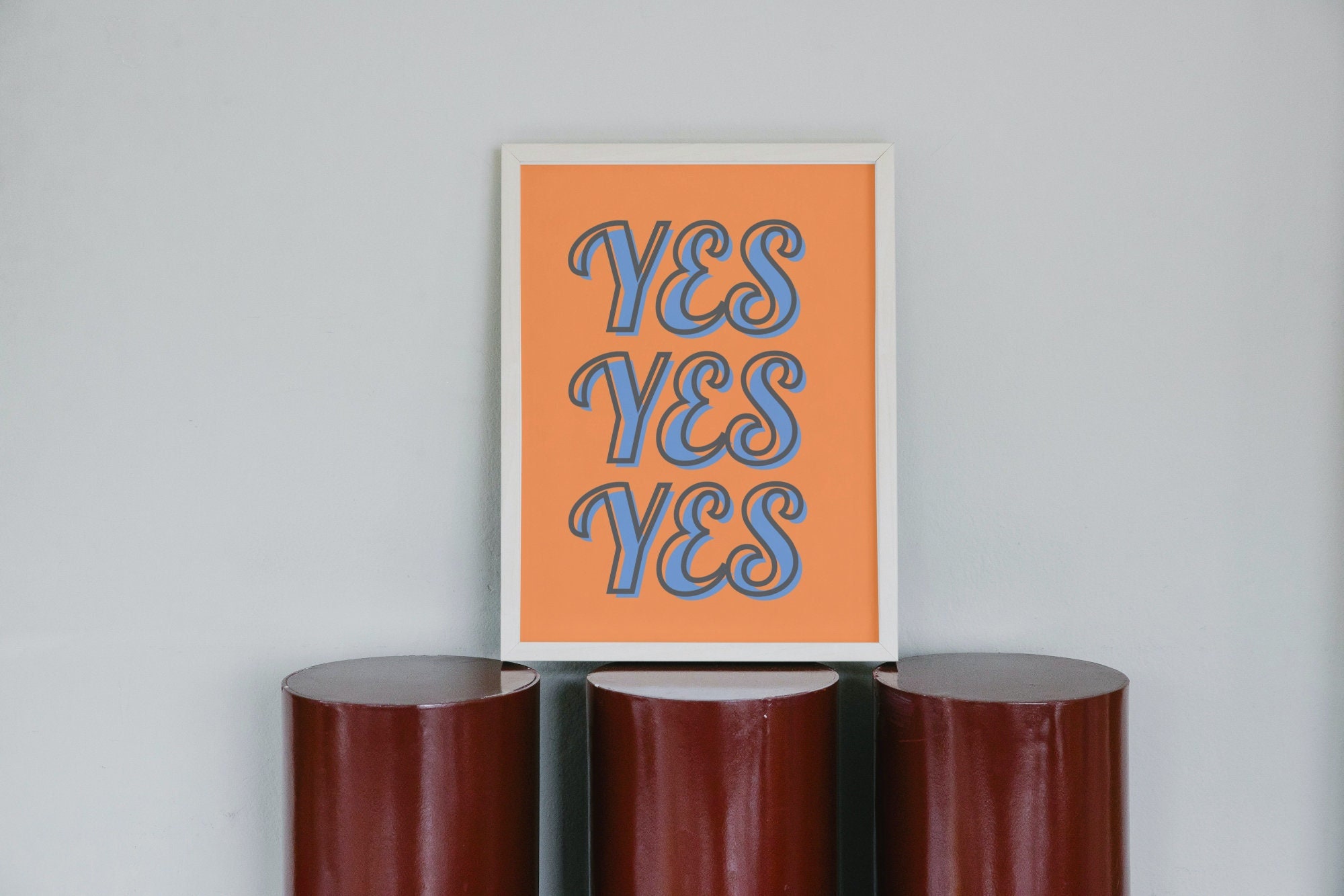 Happy Print, Inspirational Art Print, Text Wall Art, Yes Illustration ...