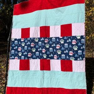 Christmas Flannel Rag Quilt ice Blue, Red and White With Dark Blue ...