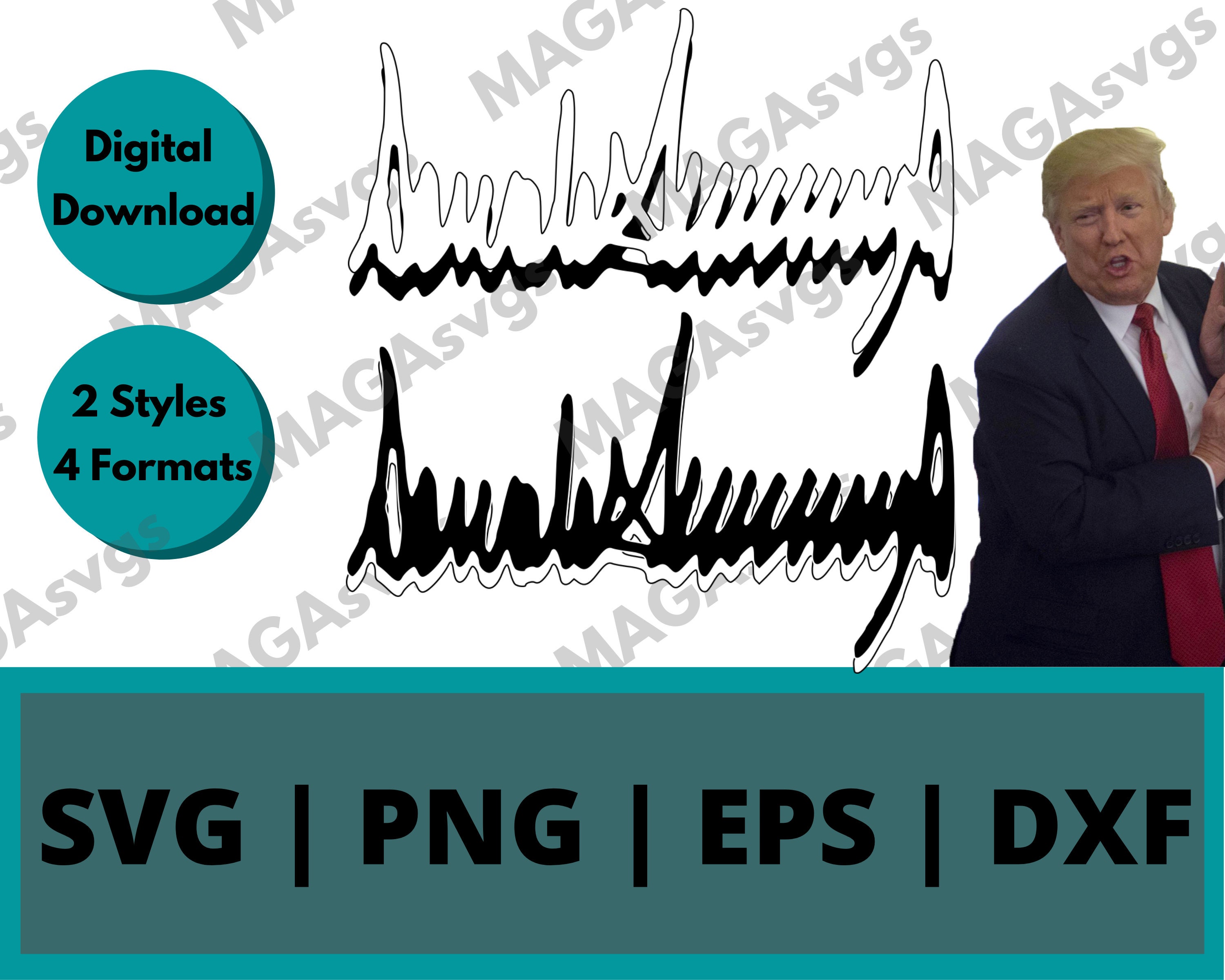 Donald Trump Signature Pack | SVG, PNG, EPS, Dxf | Black and White ...