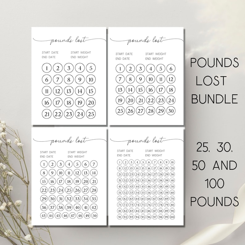 Bundle Weight Loss Tracker Printable Pounds Lost Tracker 2025 ...