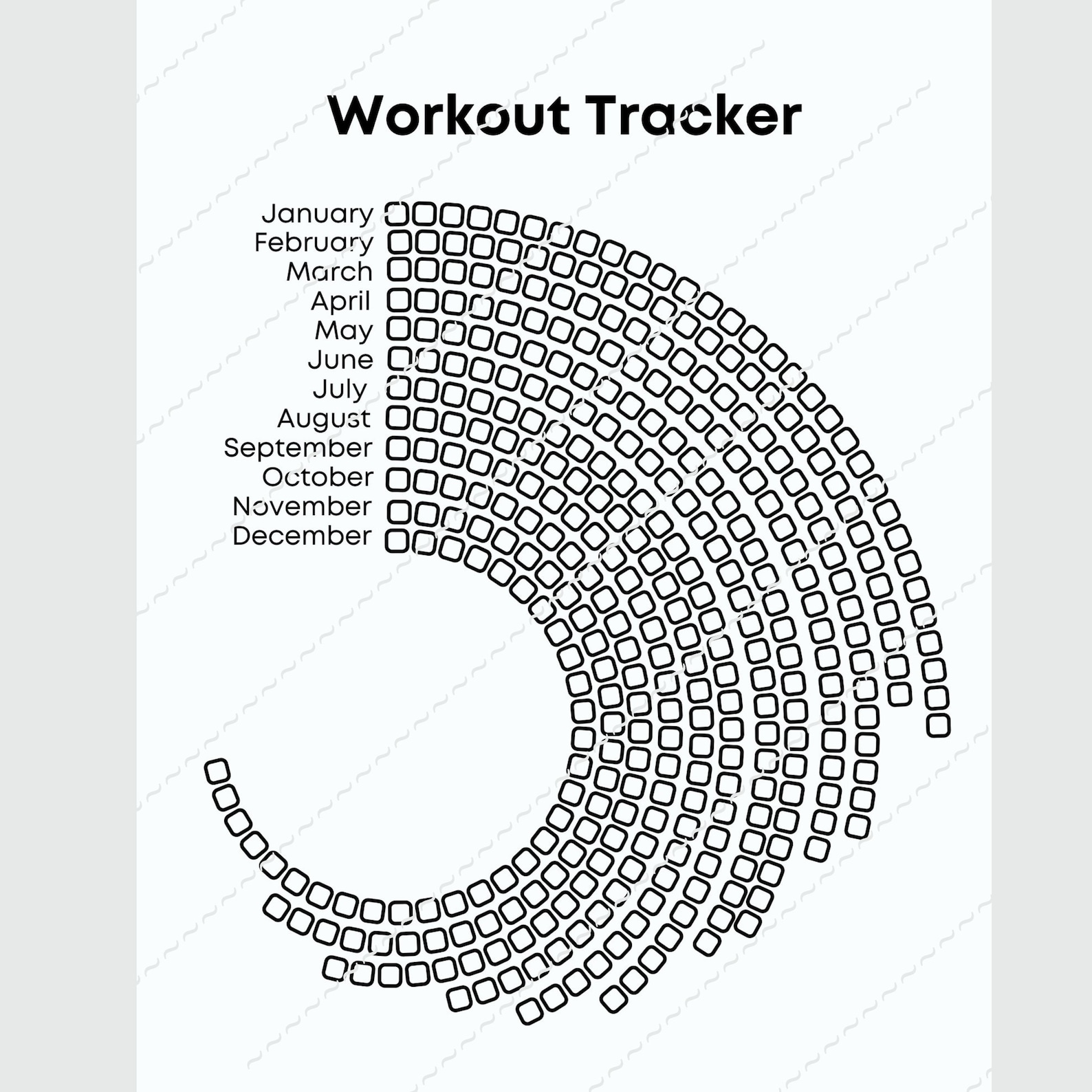 2025 Bundle Circular Workout Tracker Printable Daily Exercise Track ...