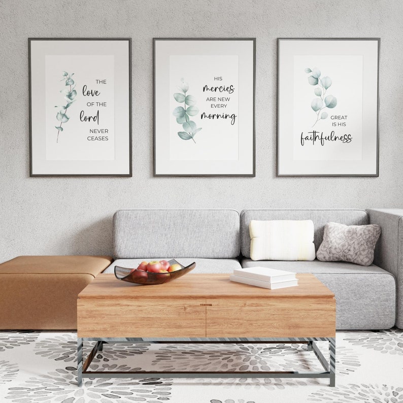 Lamentations 3:22-23 Printable Bible Verse Wall Art, His Mercies Are ...