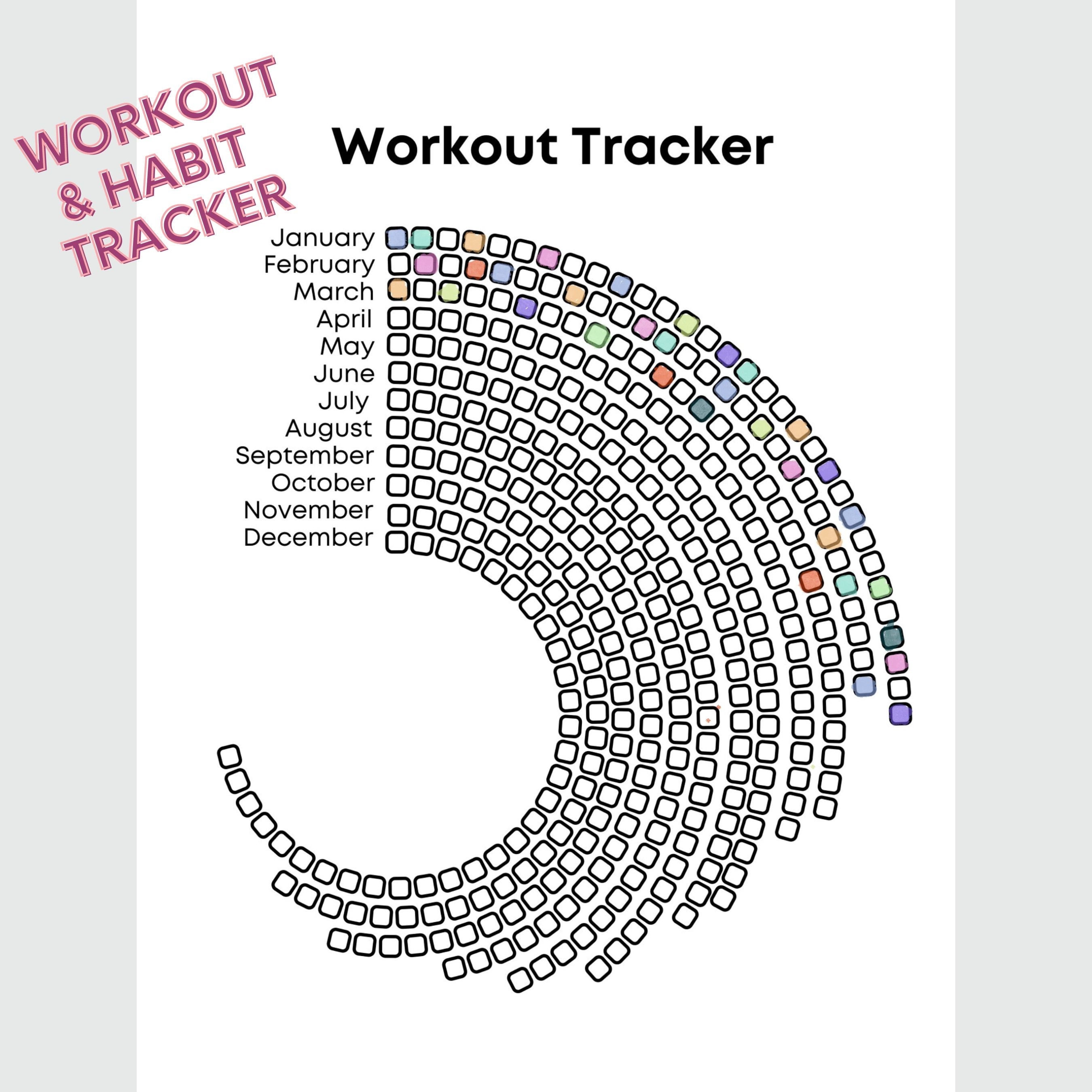 2025 Bundle Circular Workout Tracker Printable Daily Exercise Track ...