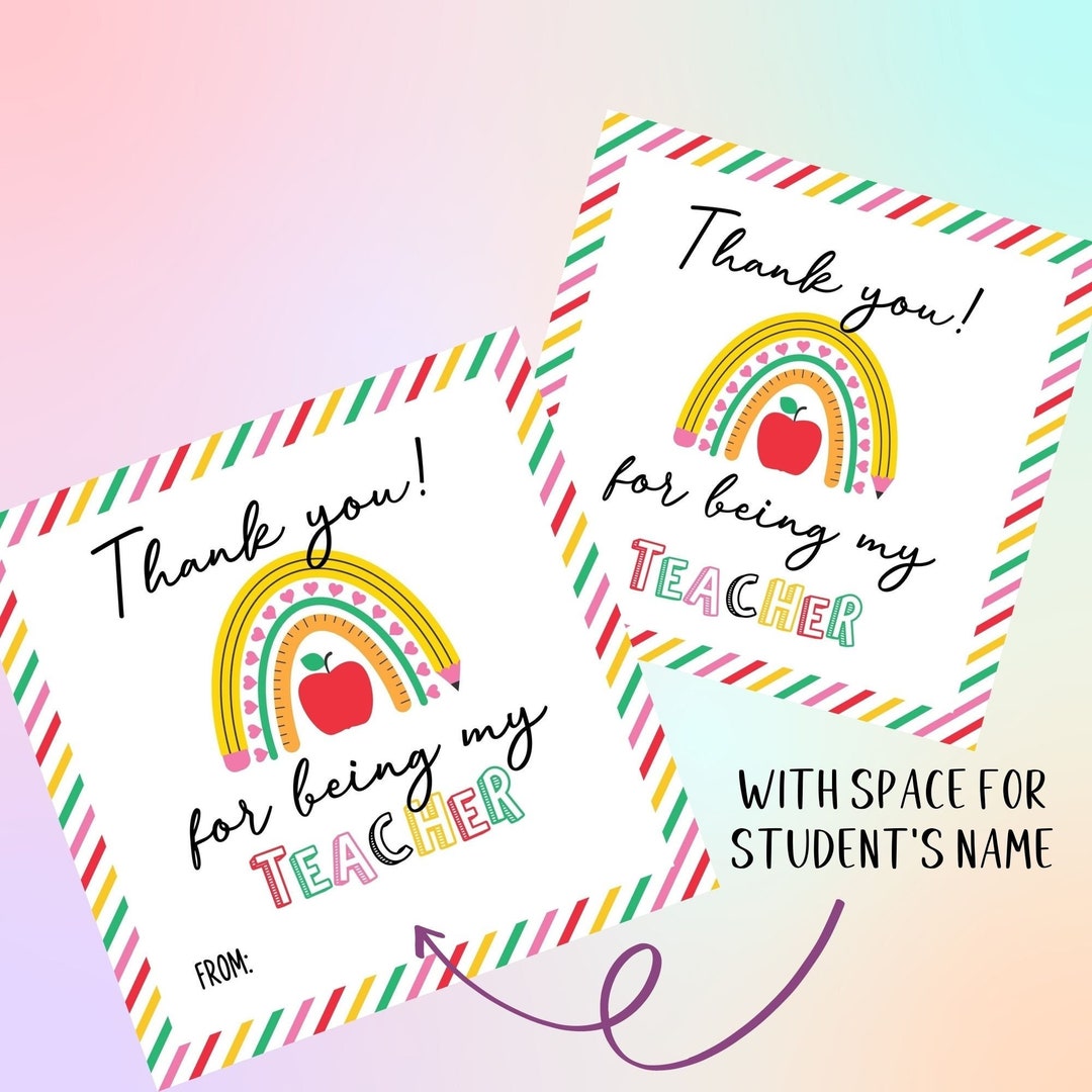 Teacher Appreciation Gift Tag Printable Teacher Gift Tag Candy Tag ...