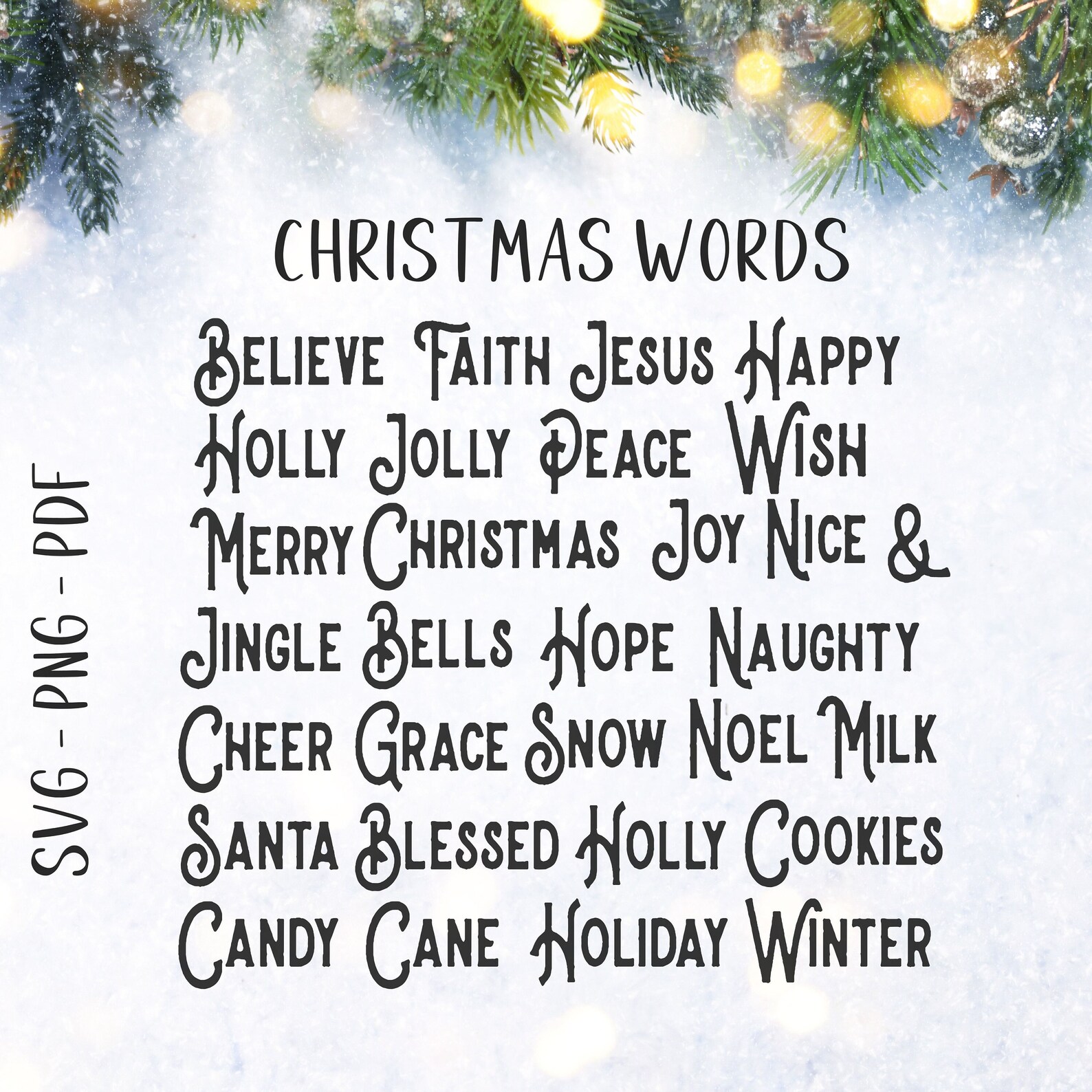 Holiday Words Svg Bundle Christmas Words Svg Bundle Christmas Ornament ...