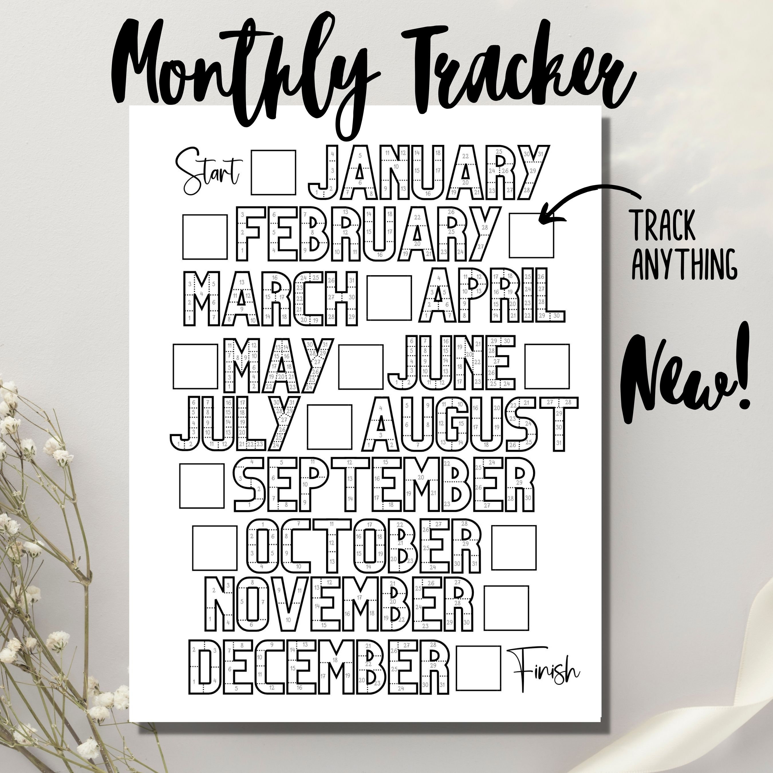 New 2025 Workout Tracker Printable - Color and Track Miles, Steps, or ...