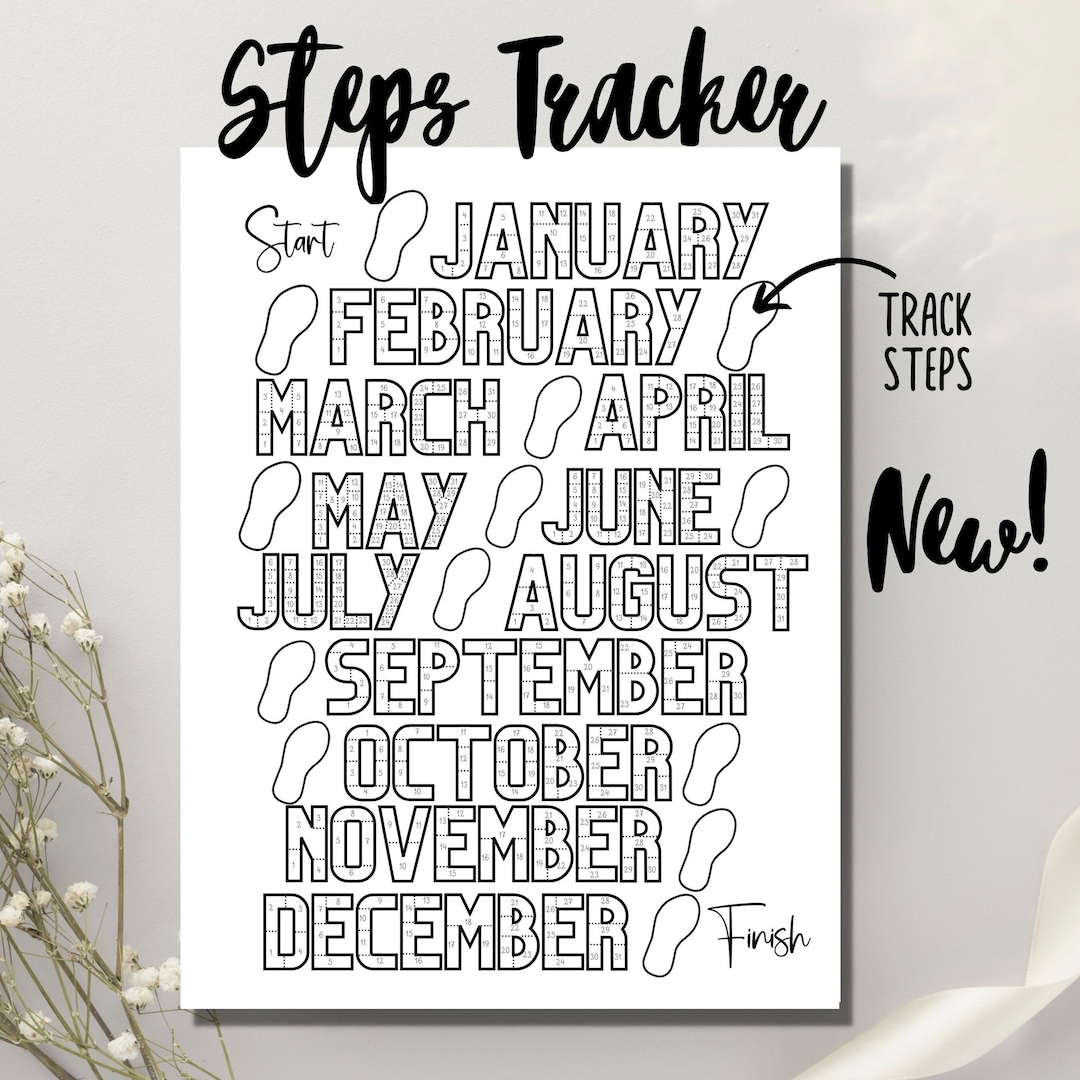 2024 Yearly Step Tracker Printable Steps Log Color and Track Your Steps ...