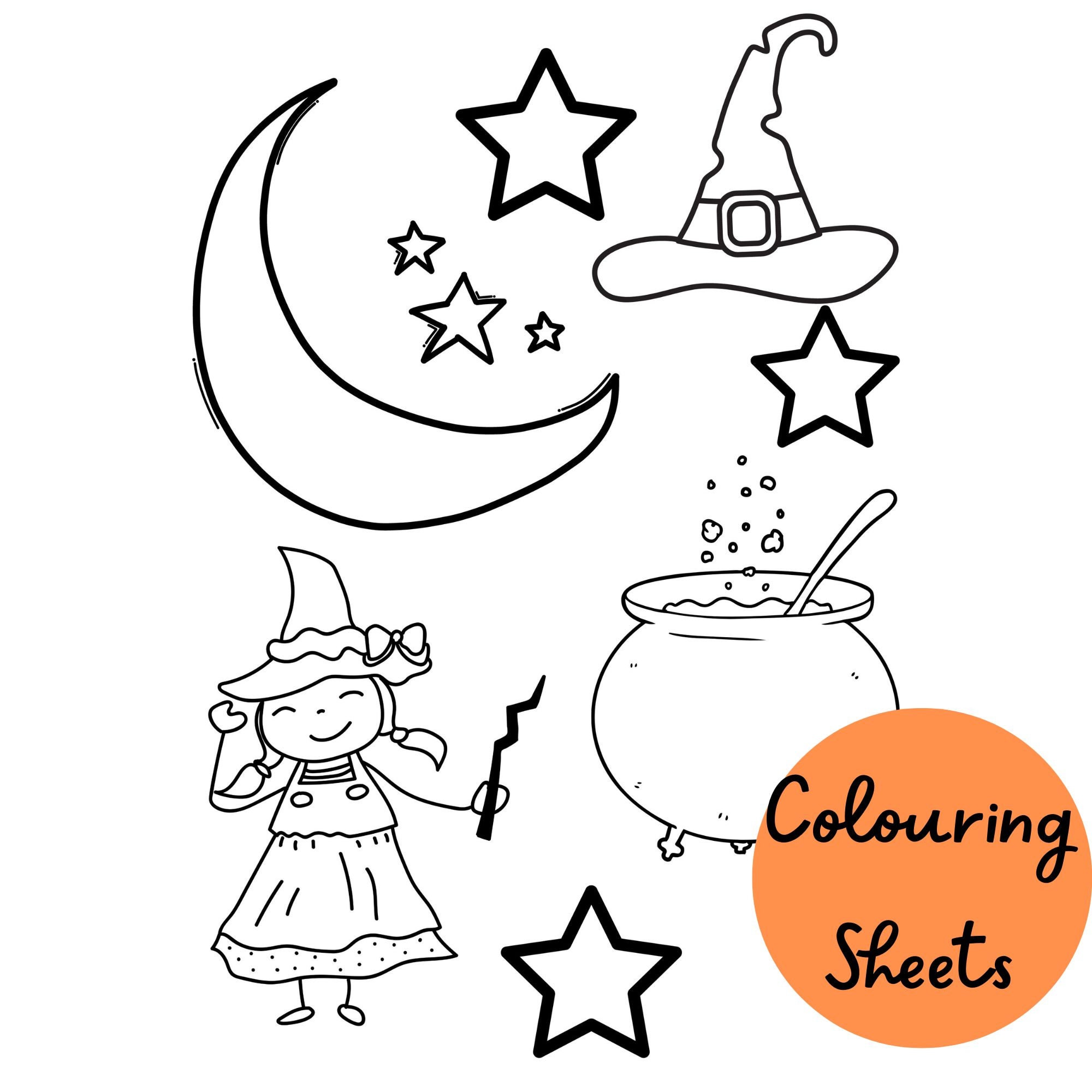 Set of 3 Kids Halloween Printable Colouring Sheets, Digital Download ...