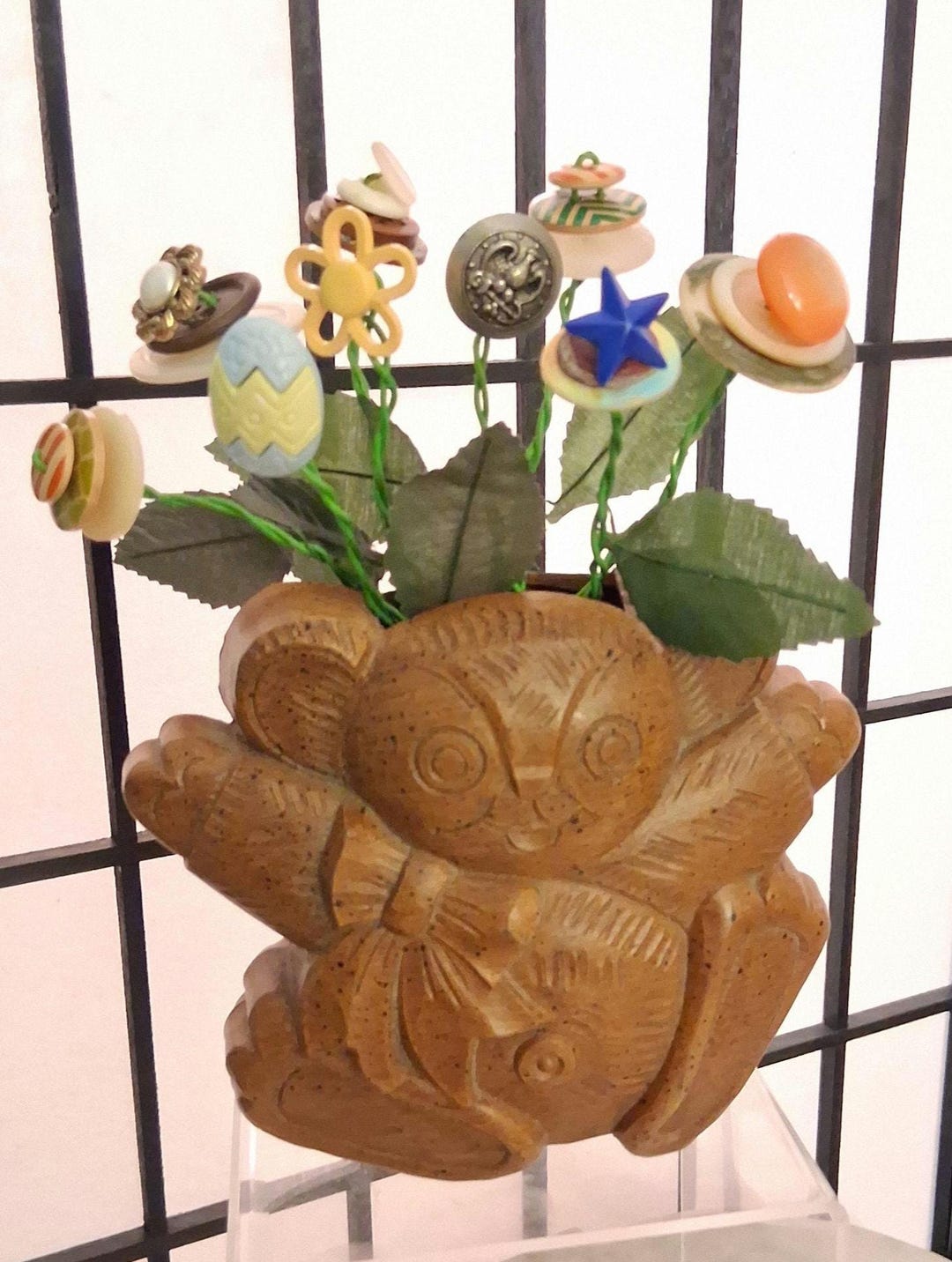 Homco Wall Pocket or Tabletop Vase With Nine Button Flowers - Etsy