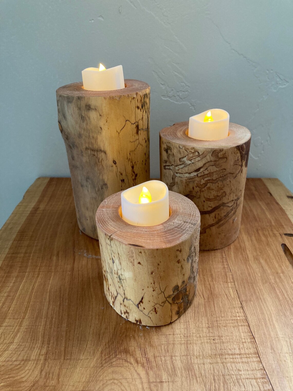 Aspen Tea Light Candle Holder, Centerpiece Set of 3 - Lights Included ...