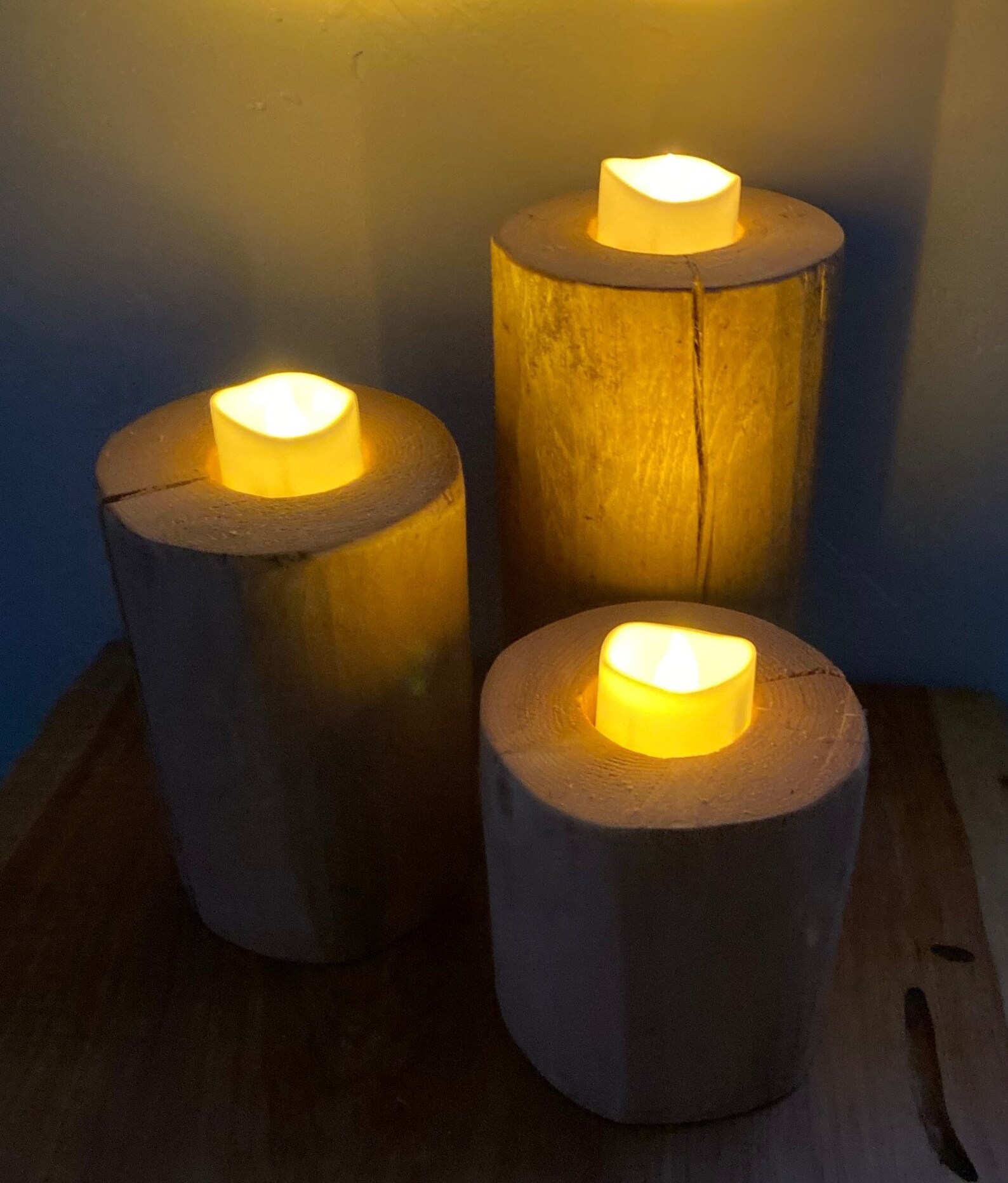 Aspen Tea Light Candle Holder, Centerpiece Set of 3 - Lights Included ...