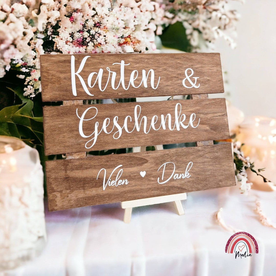 Hochzeitsdeko Geschenketisch Holzschild, Tischedeko Hochzeit, Karten ...