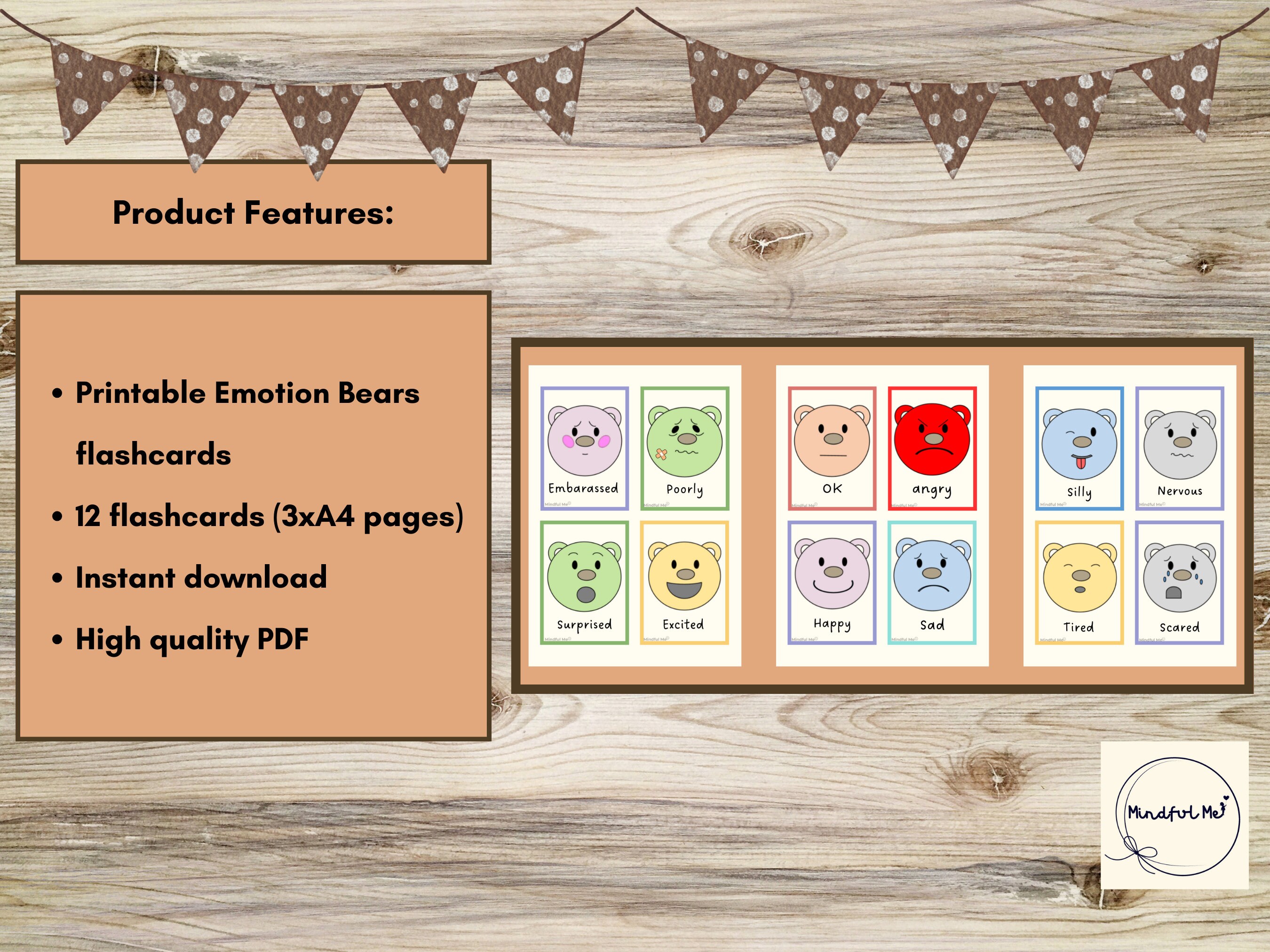 Printable Emotion Bear Flashcards/feelings Flashcardscards/feelings ...