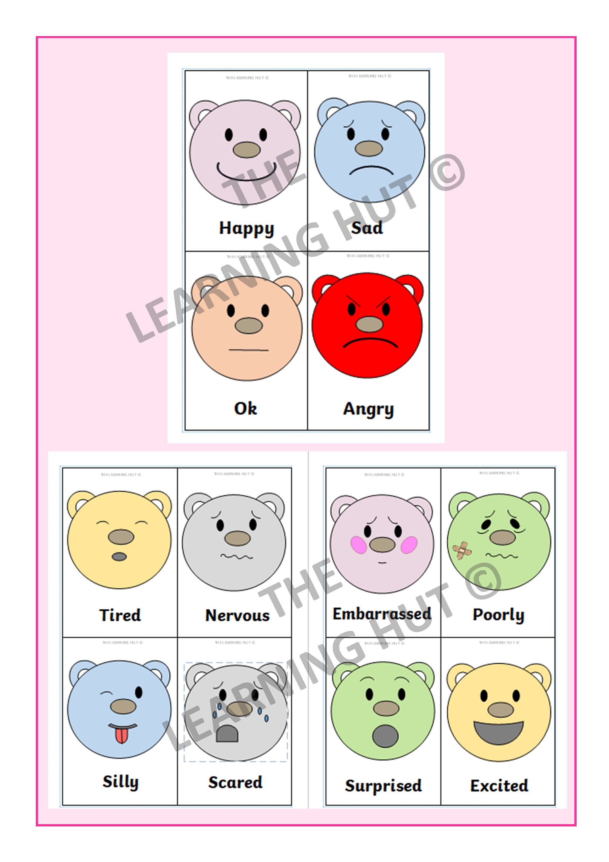 Printable Emotion Bear Flashcards/feelings - Etsy UK
