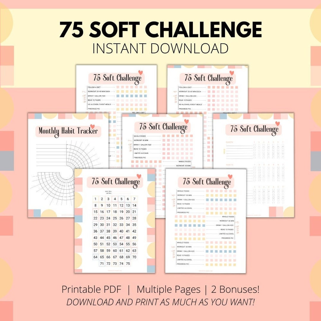 75 Soft Challenge Tracker, 75 Soft Challenge Printable, PDF, Weight ...