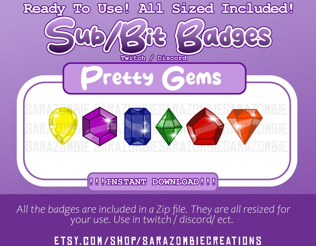 Pretty Gem Sub Badges - Etsy