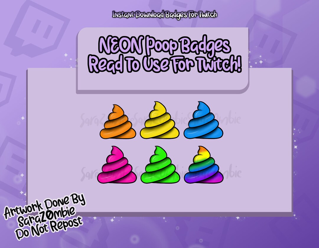 Neon Poop Badges for Twitch. Ready for Use! - Etsy