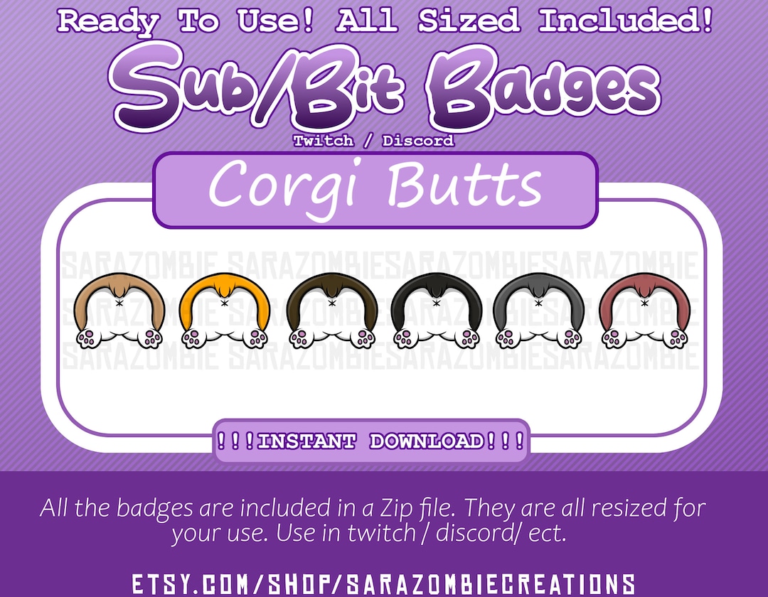 Corgi Butts Sub Badges *twitch* - Etsy