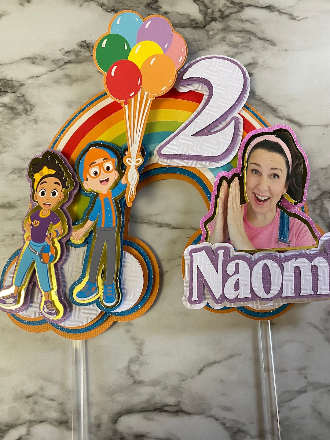 Blippi Ms Rachel Meekah Kids Birthday Party Decor Cake Topper Disney ...