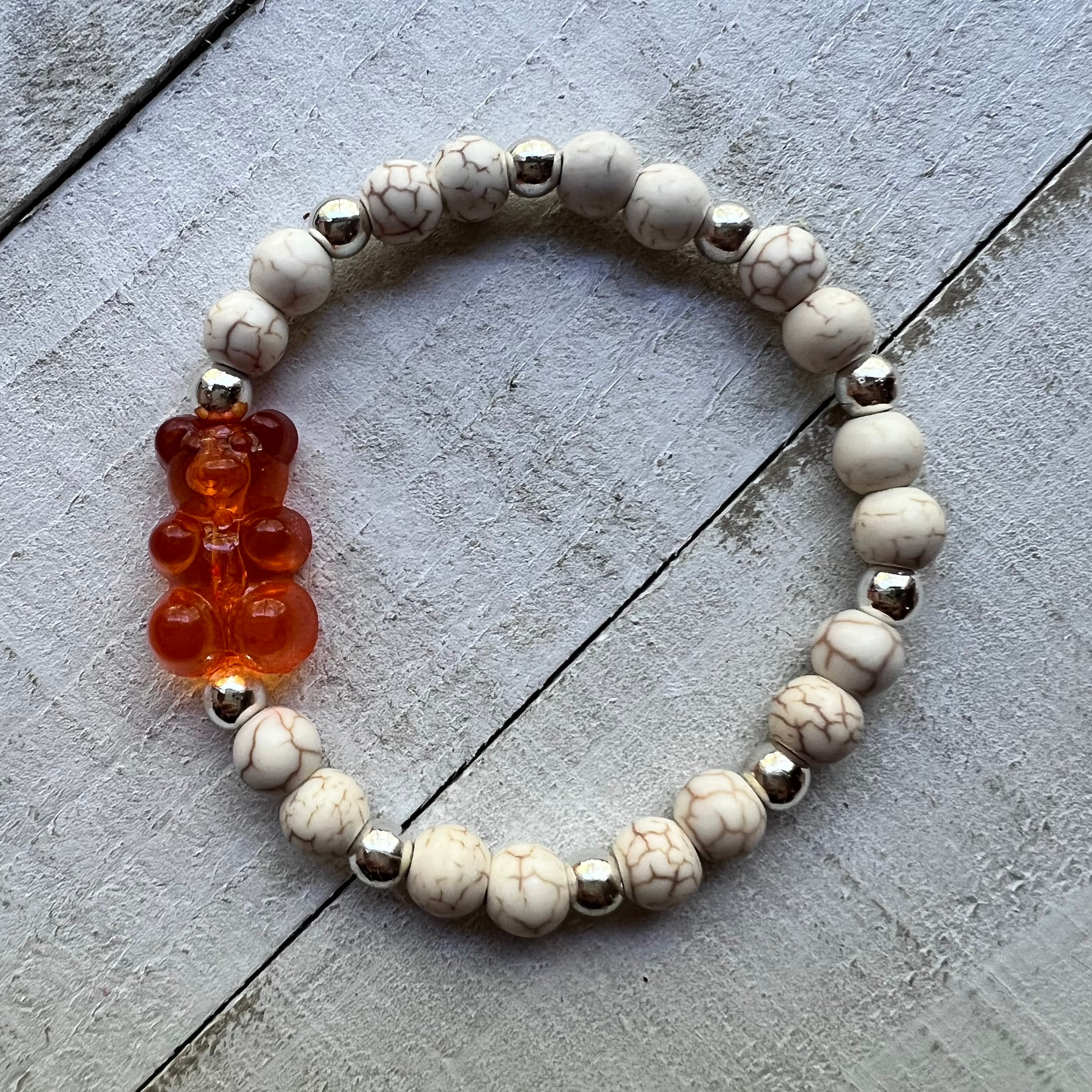 GUMMY BEAR Natural Beads Stretch Bracelet|natural Breads Bracelet for ...