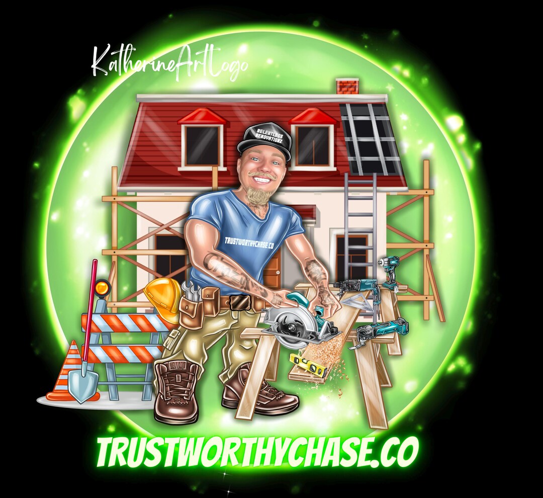 Contractor Cartoon Logo,man Logo Design,builder Logo,handyman Logo,home ...