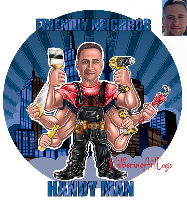 Custom Contractor Cartoon Logo Design, Handyman, Builder (digital File ...