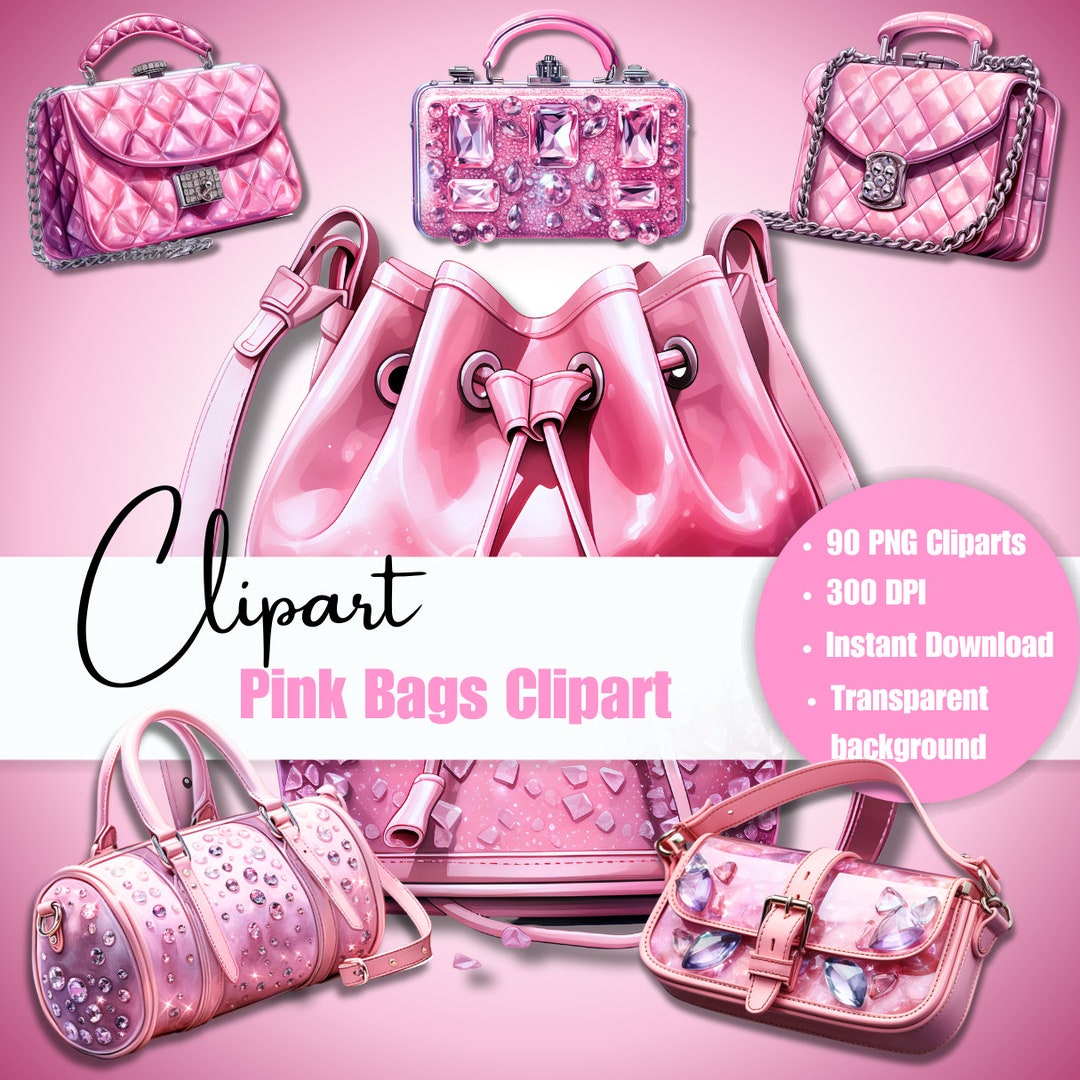 Pink Bags Clipart, Luxury Handbag Clipart, Watercolor Purse Clipart ...