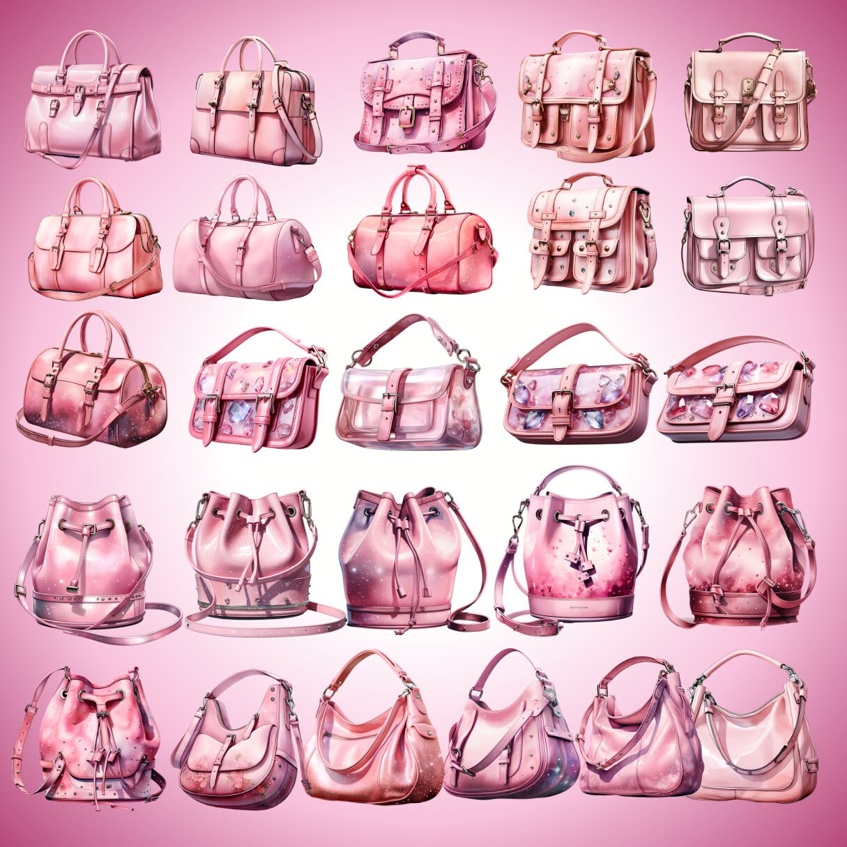 Pink Handbag Clipart Set, Watercolor Fashion Illustration (PNG, PDF) - Etsy