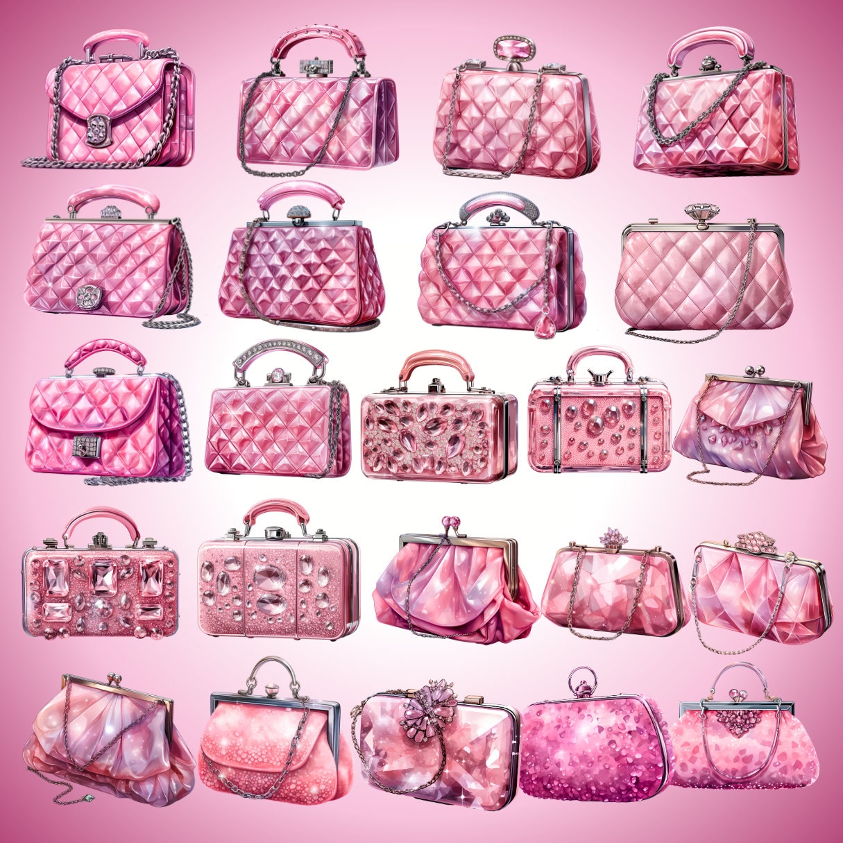 Pink Handbag Clipart Set, Watercolor Fashion Illustration (PNG, PDF) - Etsy