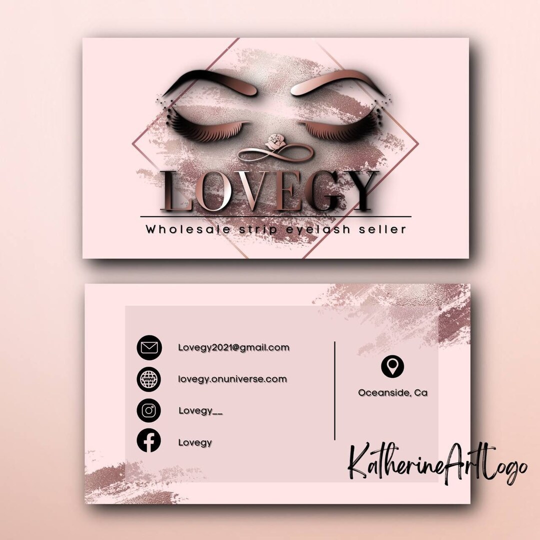 Lash Business Card Logo,eyelash Business Card,brow Business Card,pink ...