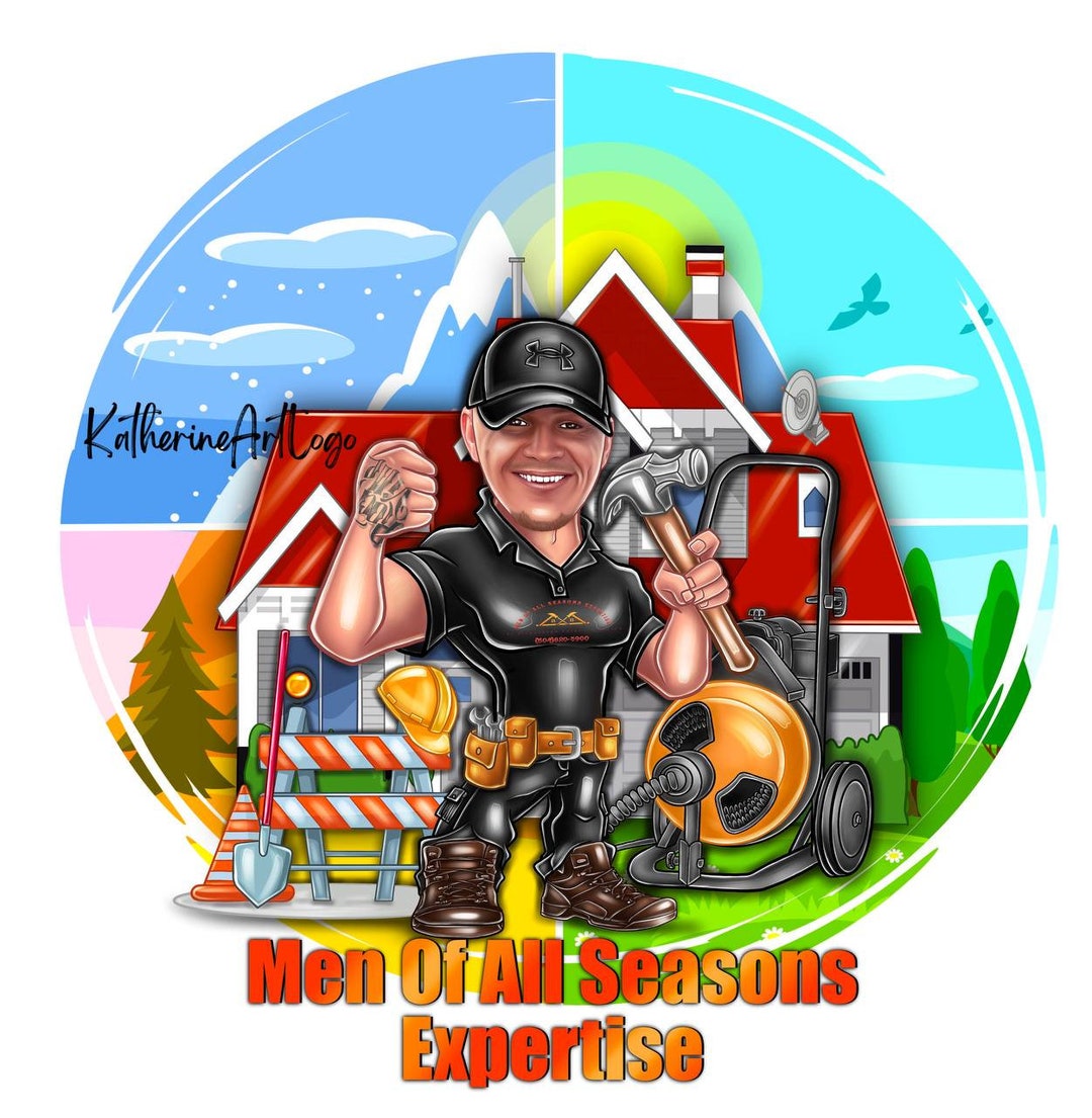 Contractor Cartoon Logoman Logo Designbuilder Logohandyman - Etsy