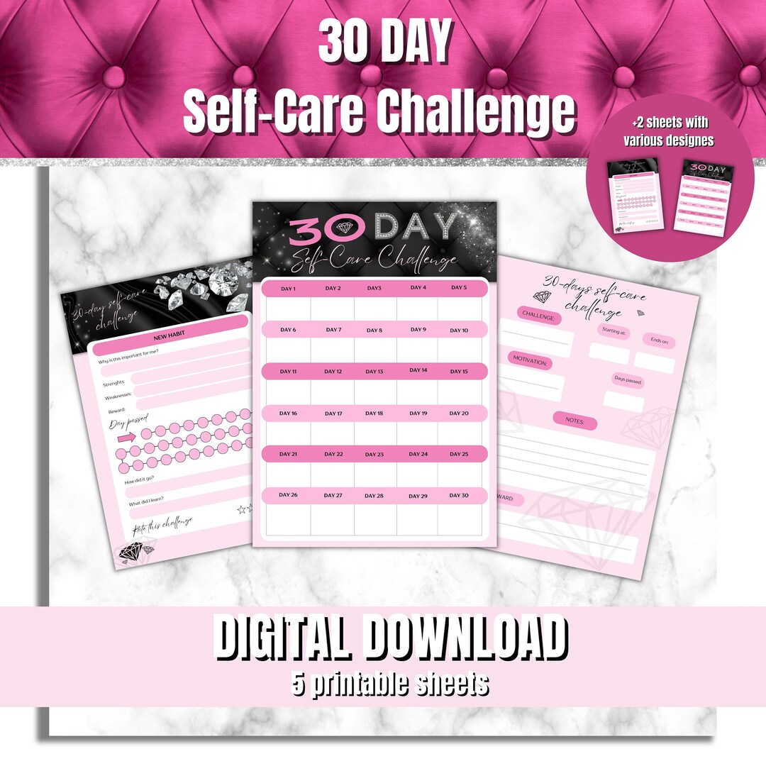 30 Day Self Care Challenge,downloadable Self Care Chart,30 Day ...