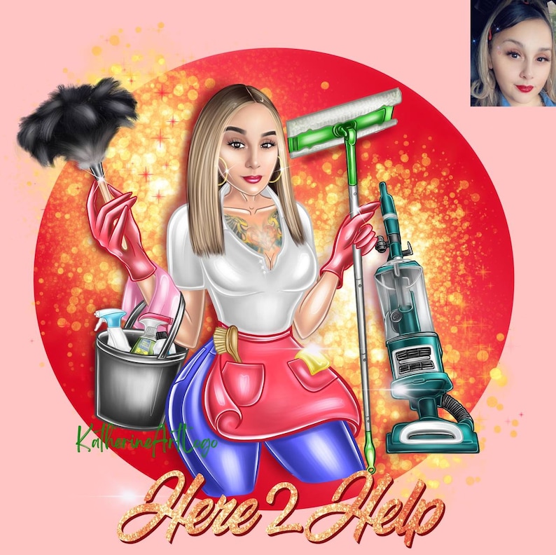 Cartoon Cleaning Service Logo, Custom Housekeeping Portrait Logo - Etsy