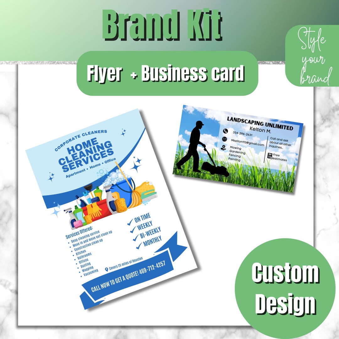 Flyer Brand Kit,business Card,custom Branding Kit,branding Kit,cleaning ...